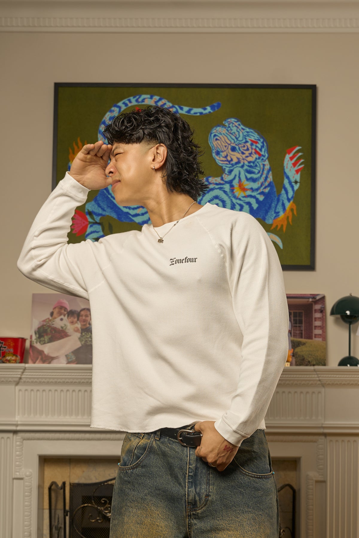 Long Sleeve Ego Waffle - White